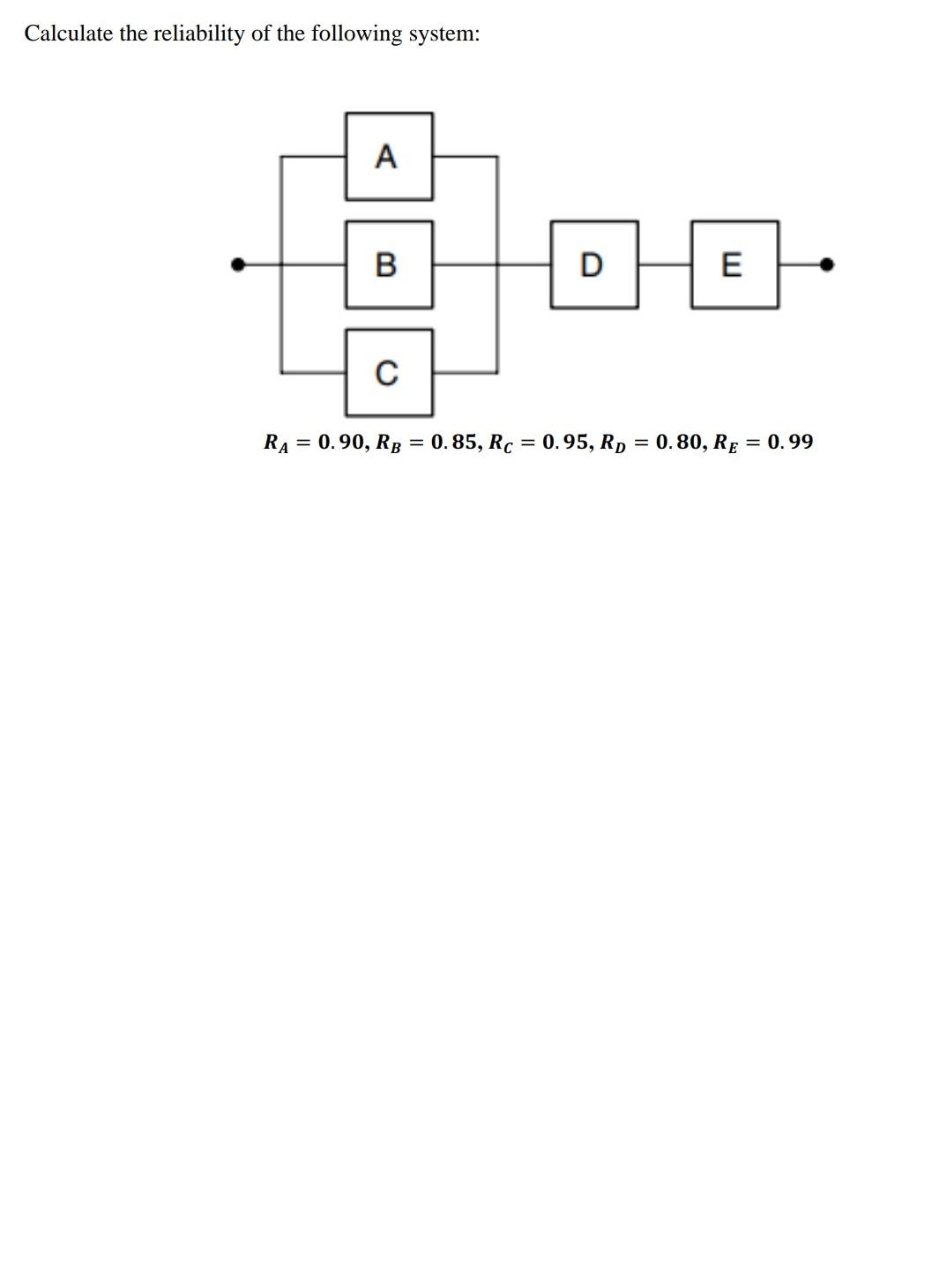 Solved Calculate the reliability of the following system: A | Chegg.com