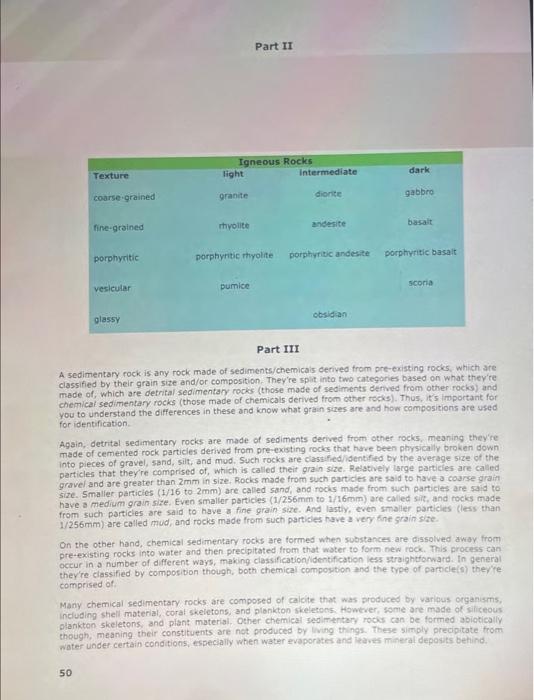 Lab 10: Rocks and Rock Identification In this lab you | Chegg.com