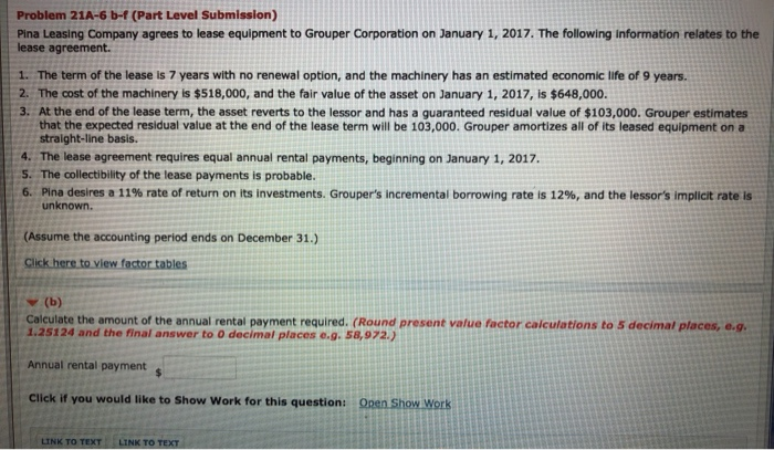 Solved Problem 21A-6 b-f (Part Level Submission) Pina | Chegg.com