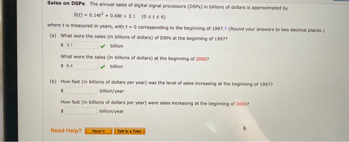 Solved Sales on DSPs The annual sales of digital signal | Chegg.com
