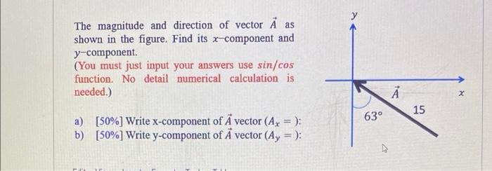 Solved у The magnitude and direction of vector A as shown in | Chegg.com