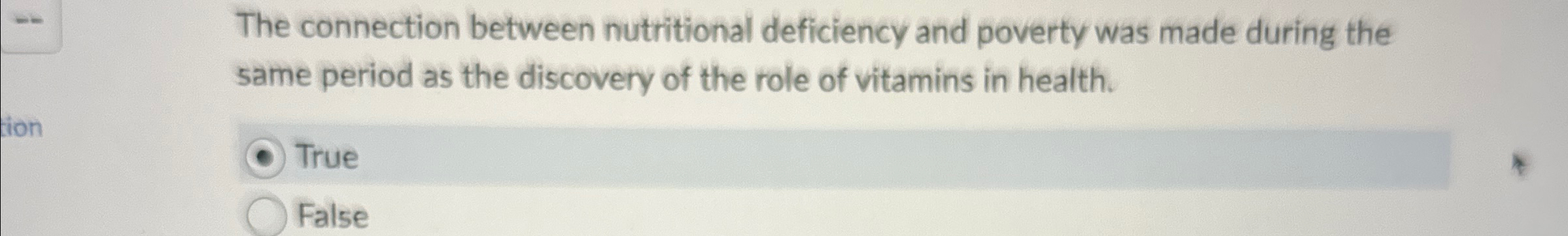 Solved The connection between nutritional deficiency and | Chegg.com