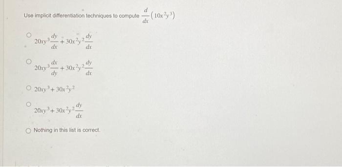 Solved Use implicit differentiation techniques to compute | Chegg.com