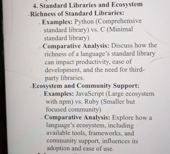 Solved Standard Libraries And Ecosystem Richness Of Standard
