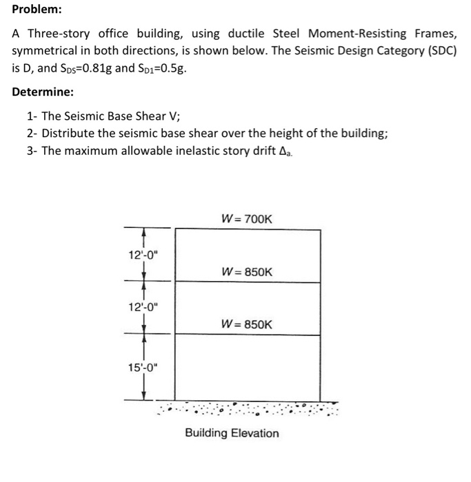 Solved Problem: A Three-story office building, using ductile | Chegg.com