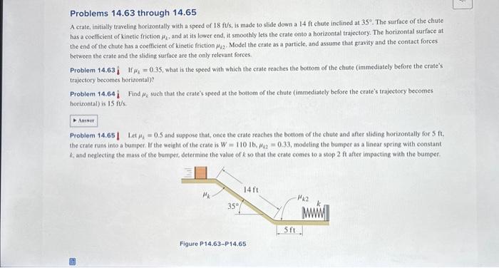 Solved A crate. initially traveling hotizontally with a | Chegg.com