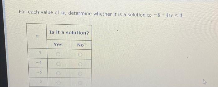 Solved For each value of w, determine whether it is a | Chegg.com