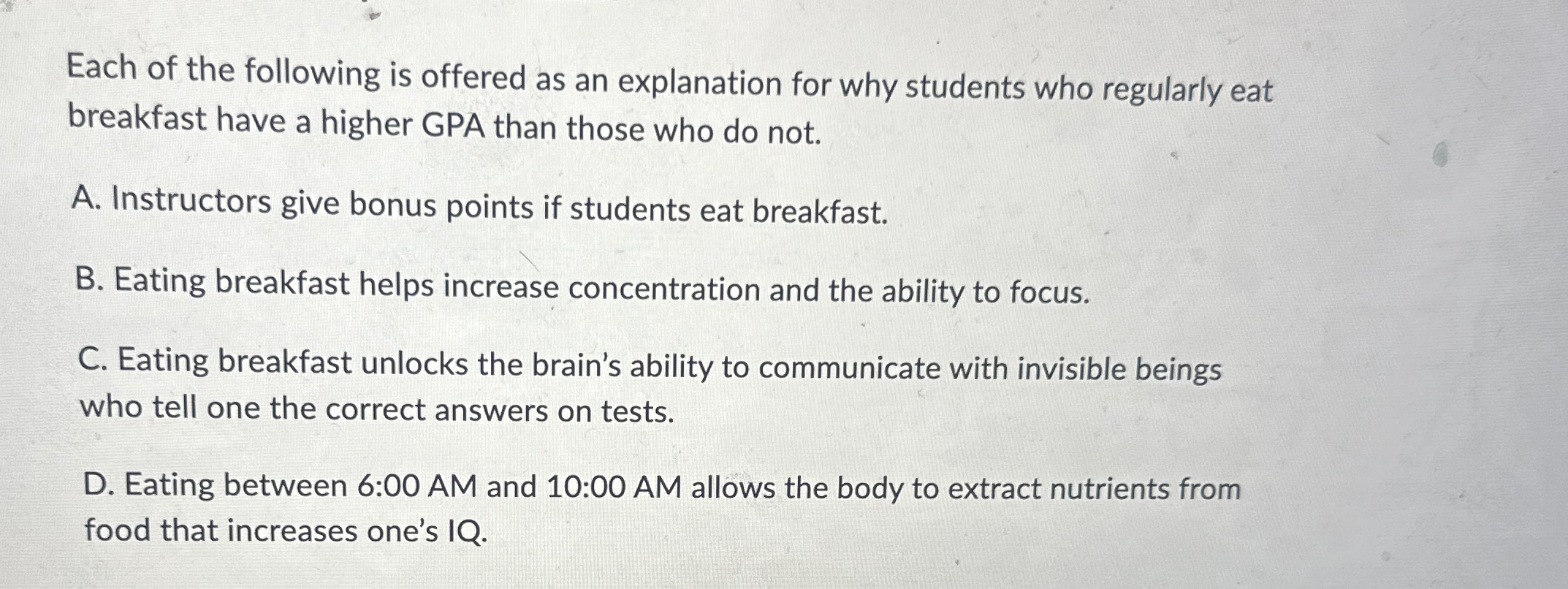 Solved Each of the following is offered as an explanation | Chegg.com