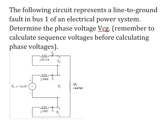 Solved The following circuit represents a line-to-ground | Chegg.com