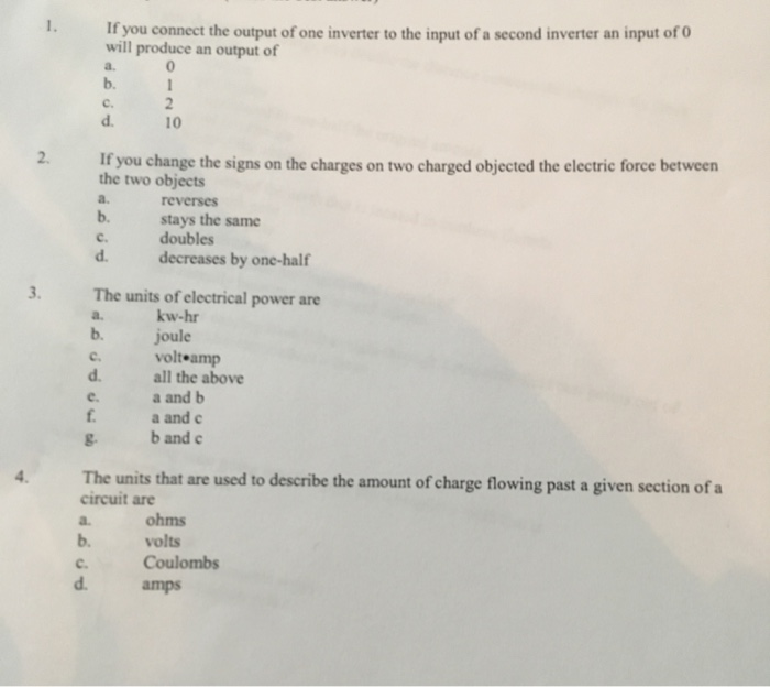 Solved 1. If you connect the output of one inverter to the | Chegg.com