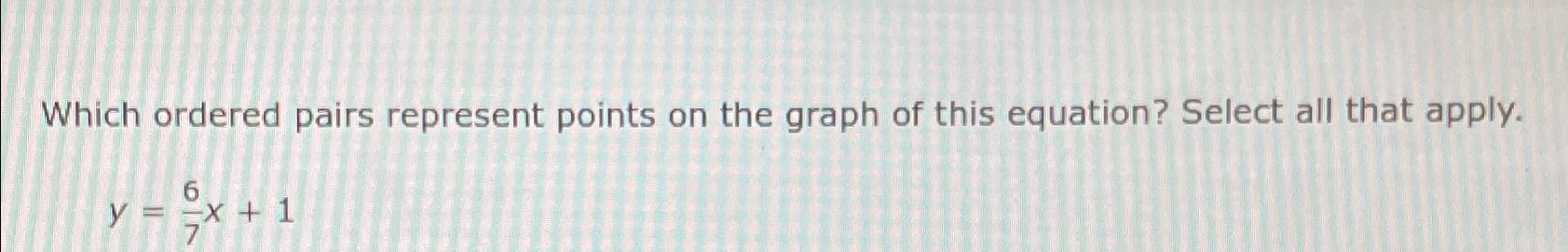 Solved Which ordered pairs represent points on the graph of | Chegg.com