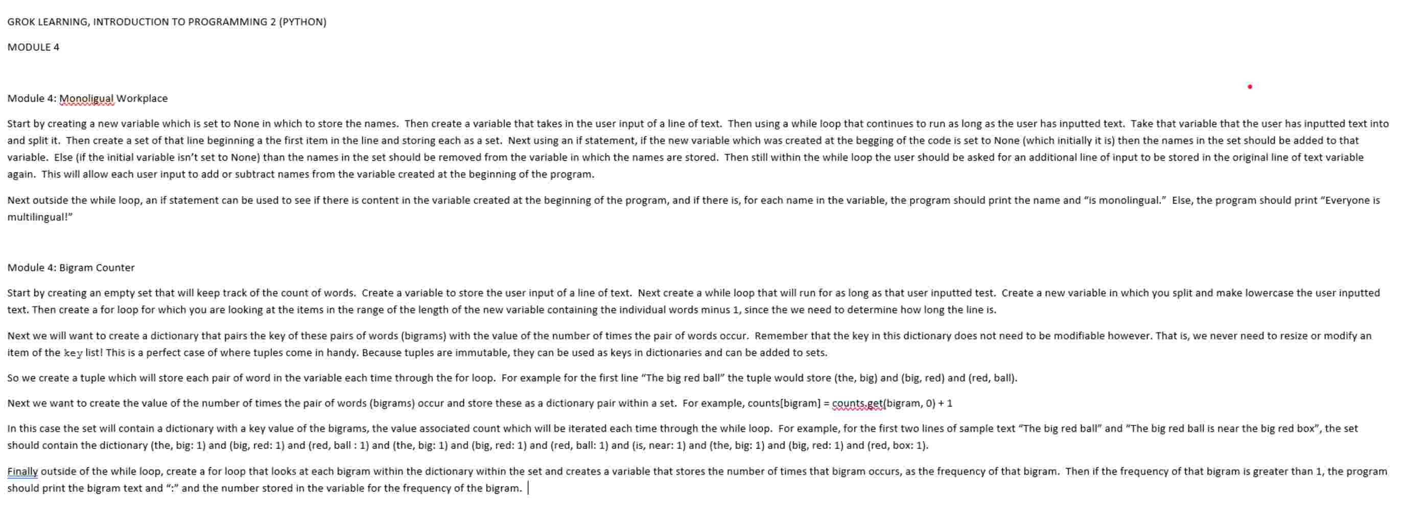 Solved GROK LEARNING, INTRODUCTION TO PROGRAMMING 2 (PYTHON) | Chegg.com