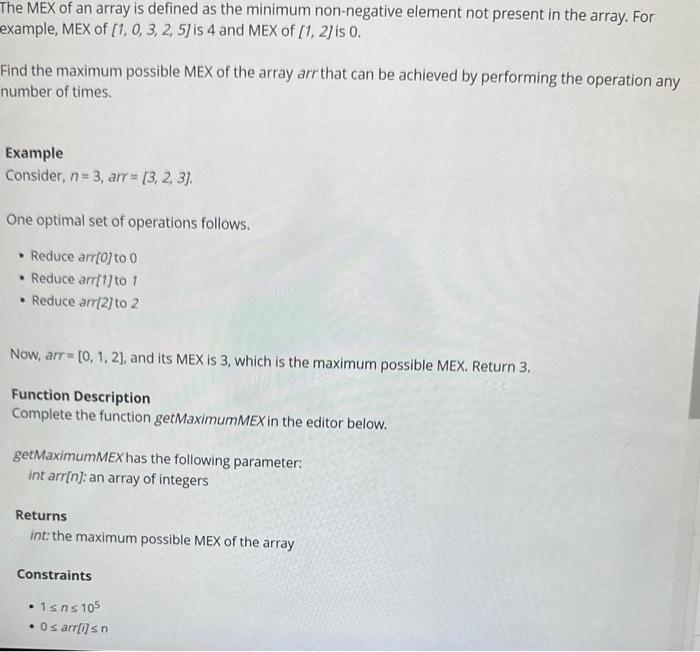 Solved Consider, n=3, arr =[3,2,3]. One optimal set of | Chegg.com