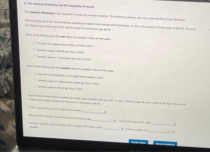Solved 3. The classical dichotomy and the neutrality of | Chegg.com