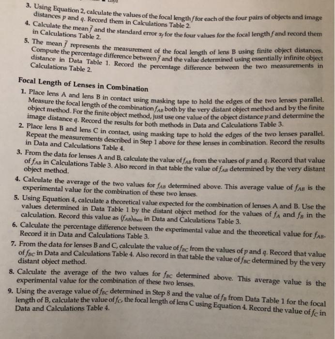 Solved Data Table 1 Lens Image Distance (cm) Focal Length | Chegg.com