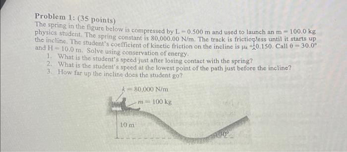 Solved Problem 1: (35 points) The spring in the figure below | Chegg.com
