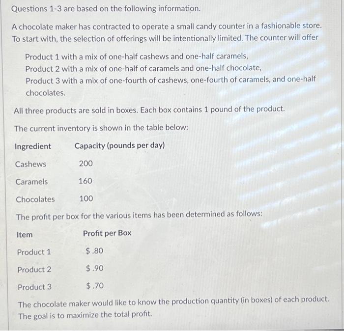 Solved Questions 1-3 are based on the following information. | Chegg.com