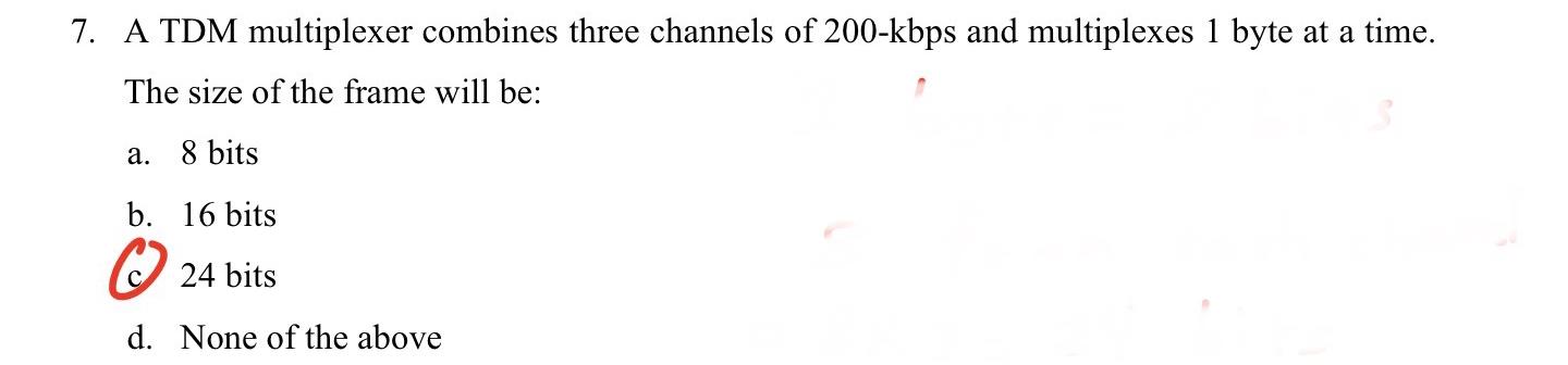 Solved A TDM multiplexer combines three channels of 200-kbps | Chegg.com