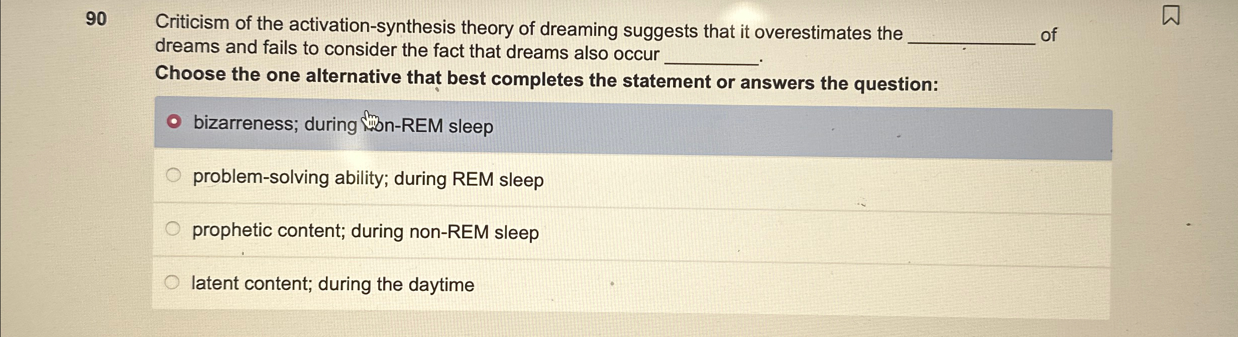 Solved 90 ﻿Criticism of the activation-synthesis theory of | Chegg.com