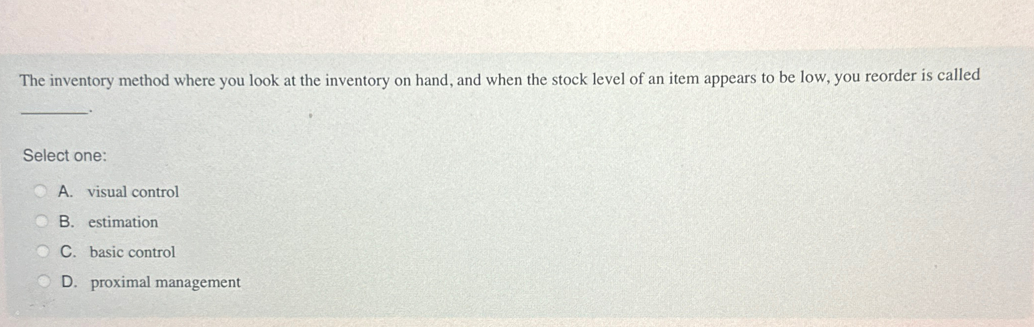 Solved The inventory method where you look at the inventory | Chegg.com