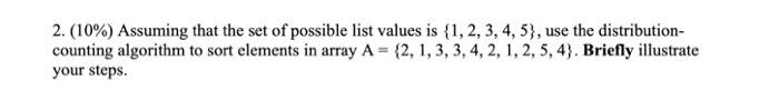 Solved 2. (10%) Assuming that the set of possible list | Chegg.com