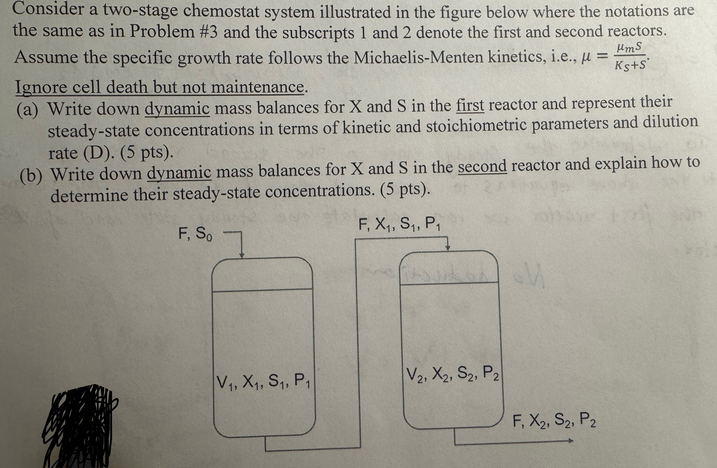 Solved Consider a two-stage chemostat system illustrated in | Chegg.com