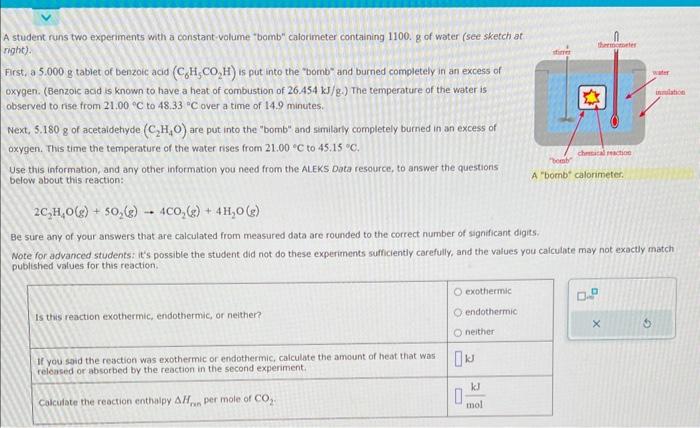 Solved A student runs two experiments with a constant-volume | Chegg.com