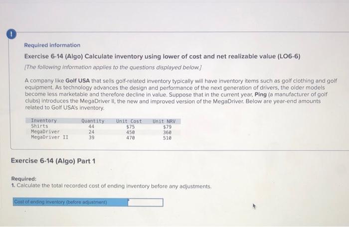 Solved Required information Exercise 6-14 (Algo) Calculate | Chegg.com