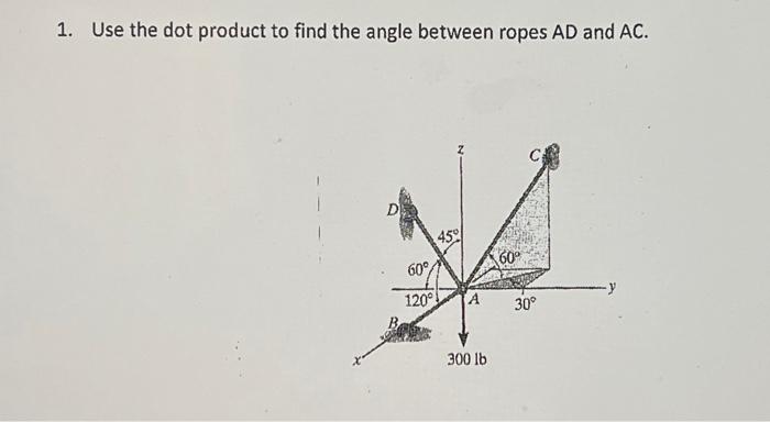 Solved 1. Use the dot product to find the angle between | Chegg.com