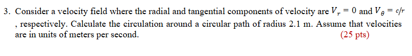 Solved Consider a velocity field where the radial and | Chegg.com