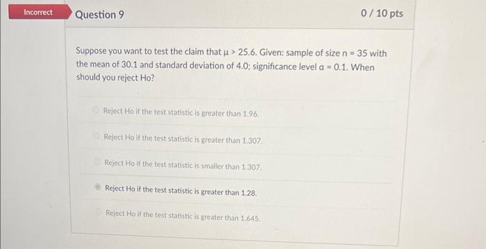 Solved Suppose you want to test the claim that μ>25.6. | Chegg.com