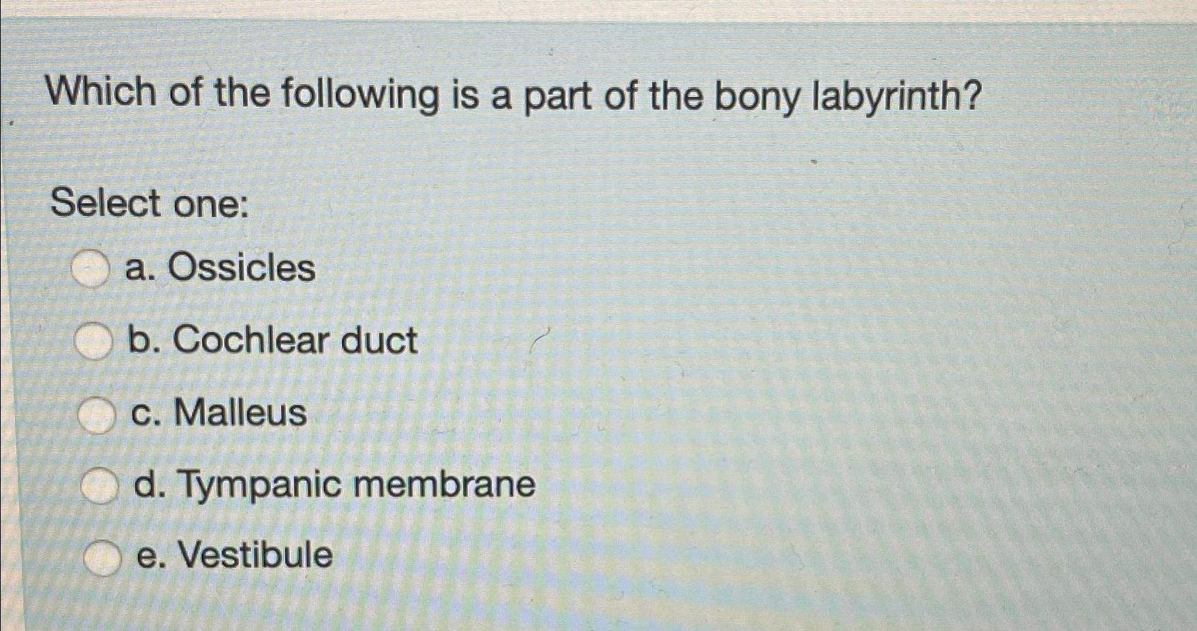 Solved Which of the following is a part of the bony | Chegg.com