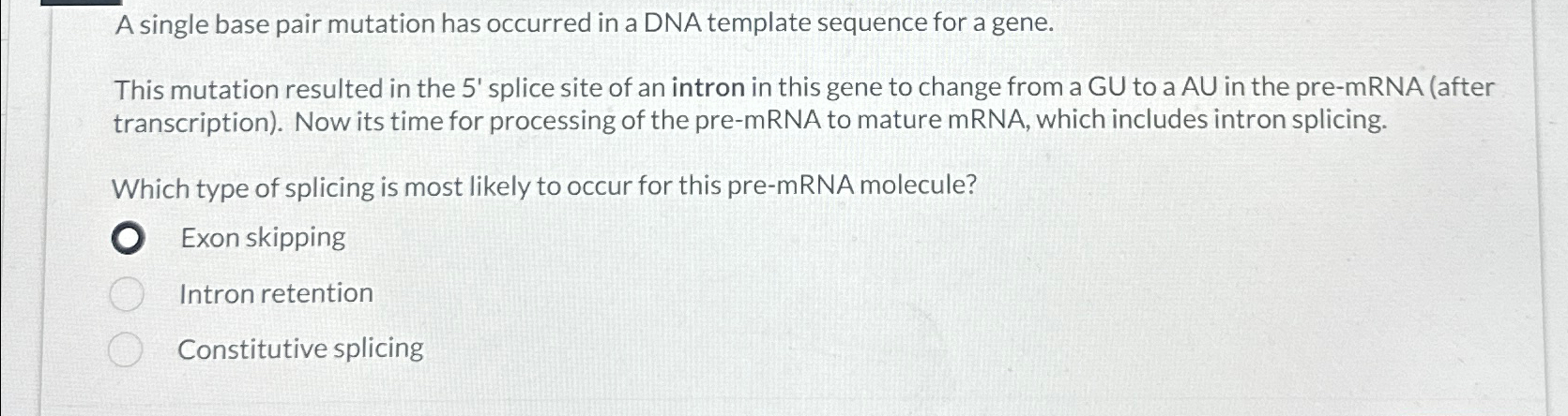 Solved A single base pair mutation has occurred in a DNA | Chegg.com