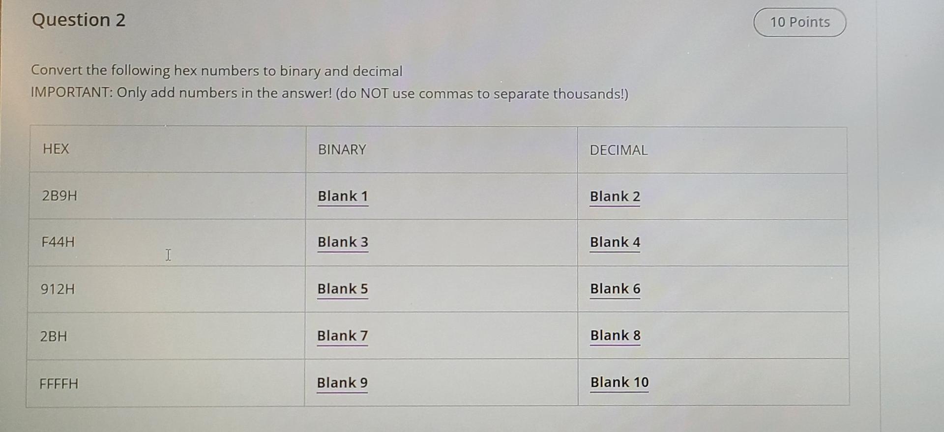 Solved Question 2Convert the following hex numbers to binary | Chegg.com