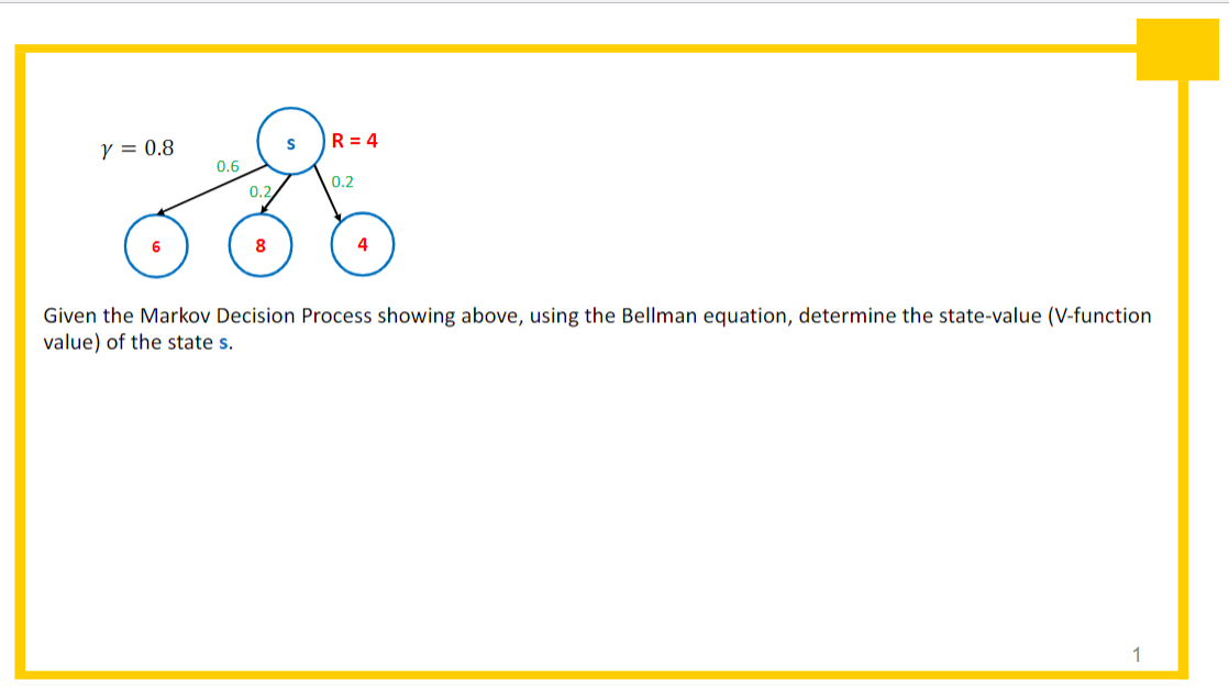 Solved Given the Markov Decision Process showing above, | Chegg.com