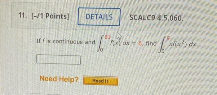 Solved 11. [-/1 Points] DETAILS SCALC9 4.5.060. If fis | Chegg.com
