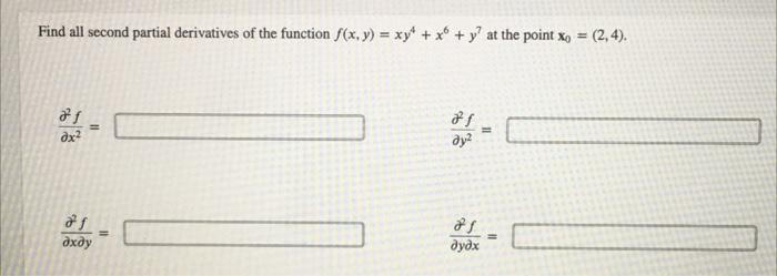 Solved Find All Second Partial Derivatives Of The Function