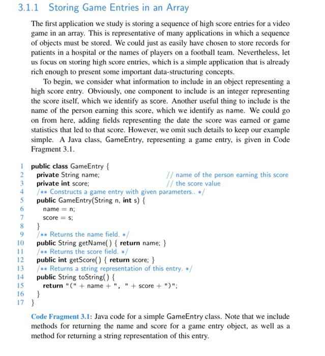 Solved 3.1.1 Storing Game Entries in an Array The first | Chegg.com