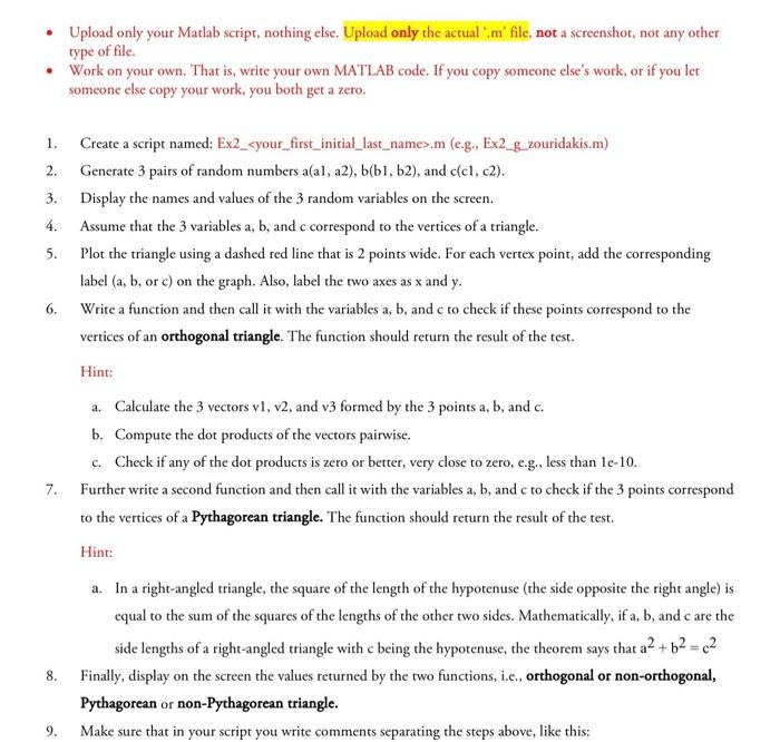 Solved - Upload only your Matlab script, nothing else. | Chegg.com