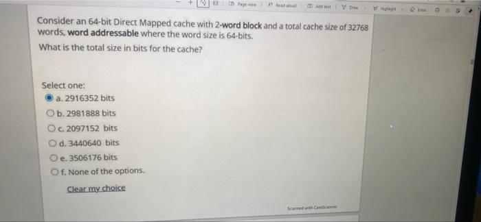 Solved A dood VO Consider an 64-bit Direct Mapped cache with | Chegg.com