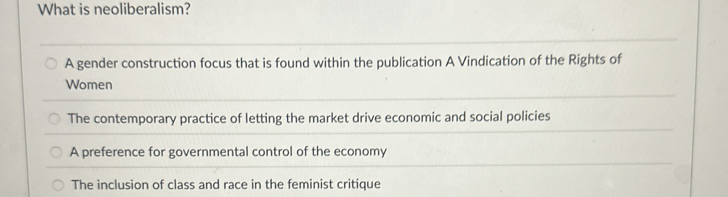 Solved What is neoliberalism?A gender construction focus | Chegg.com