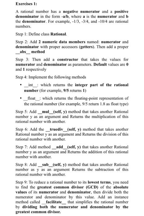 Solved Exercises 1: A rational number has a negative | Chegg.com