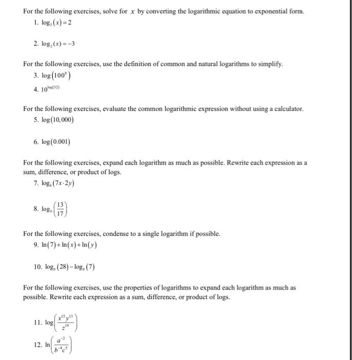 Solved For the following exercises, solve for x by | Chegg.com