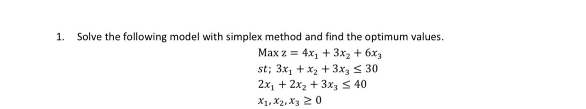 Solved Solve the following model with simplex method and | Chegg.com