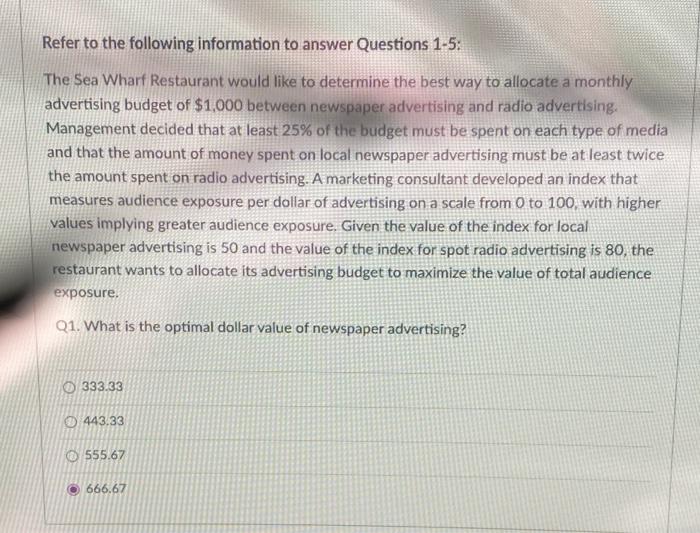Solved Refer to the following information to answer | Chegg.com