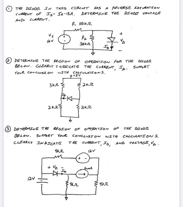Solved THE DIODE IN THIS CIRCWT HAS A REVERSE SATURATION | Chegg.com