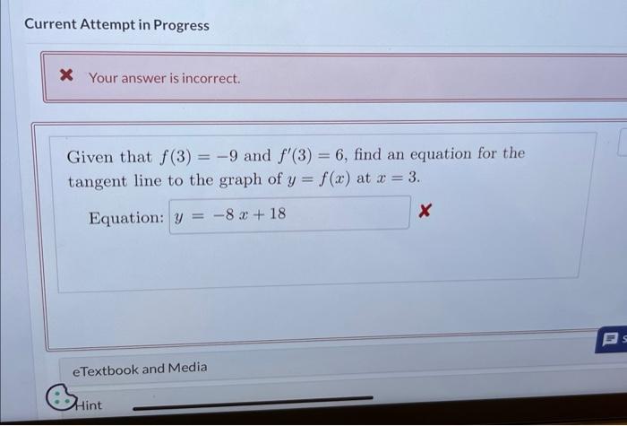 Solved Current Attempt in Progress Your answer is incorrect. | Chegg.com