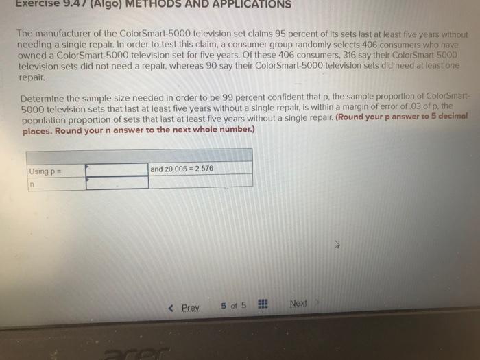 Solved Exercise 9.47 (Algo) METHODS AND APPLICATIONS The | Chegg.com