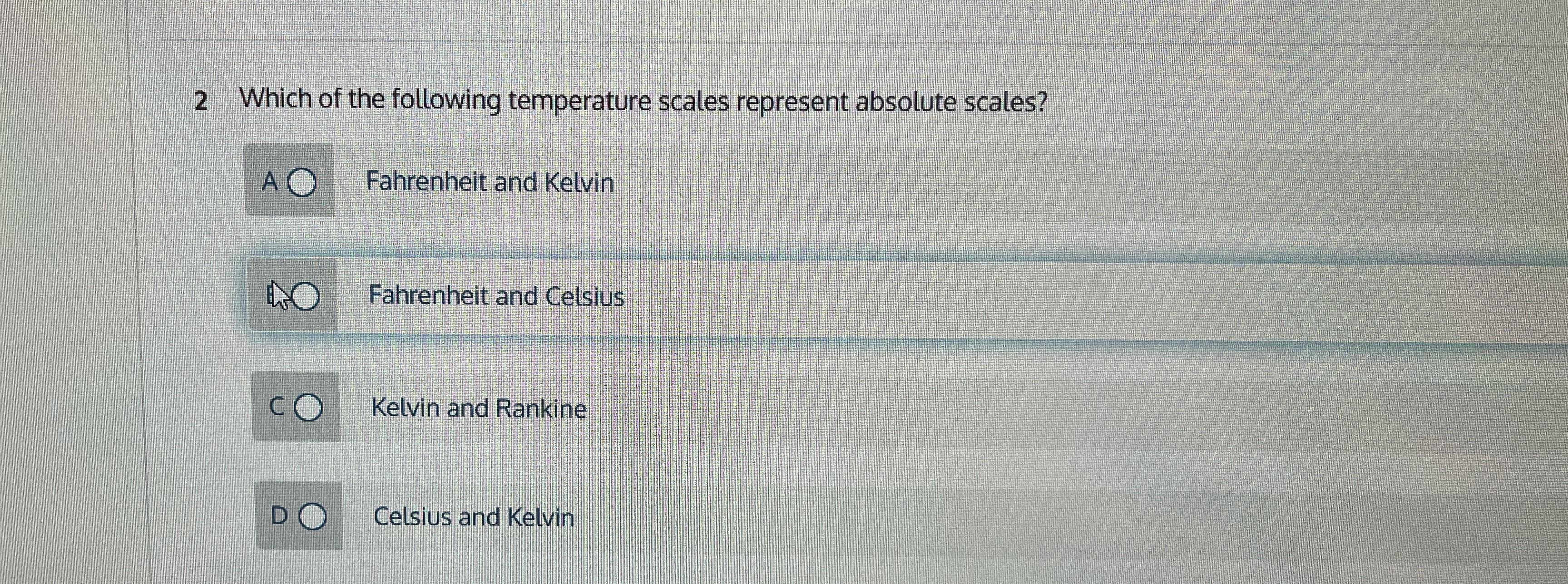 Solved 2 ﻿Which of the following temperature scales | Chegg.com