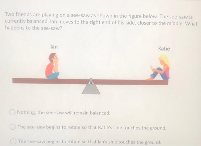 Solved Two friends are playing on a see-saw as shown in the | Chegg.com